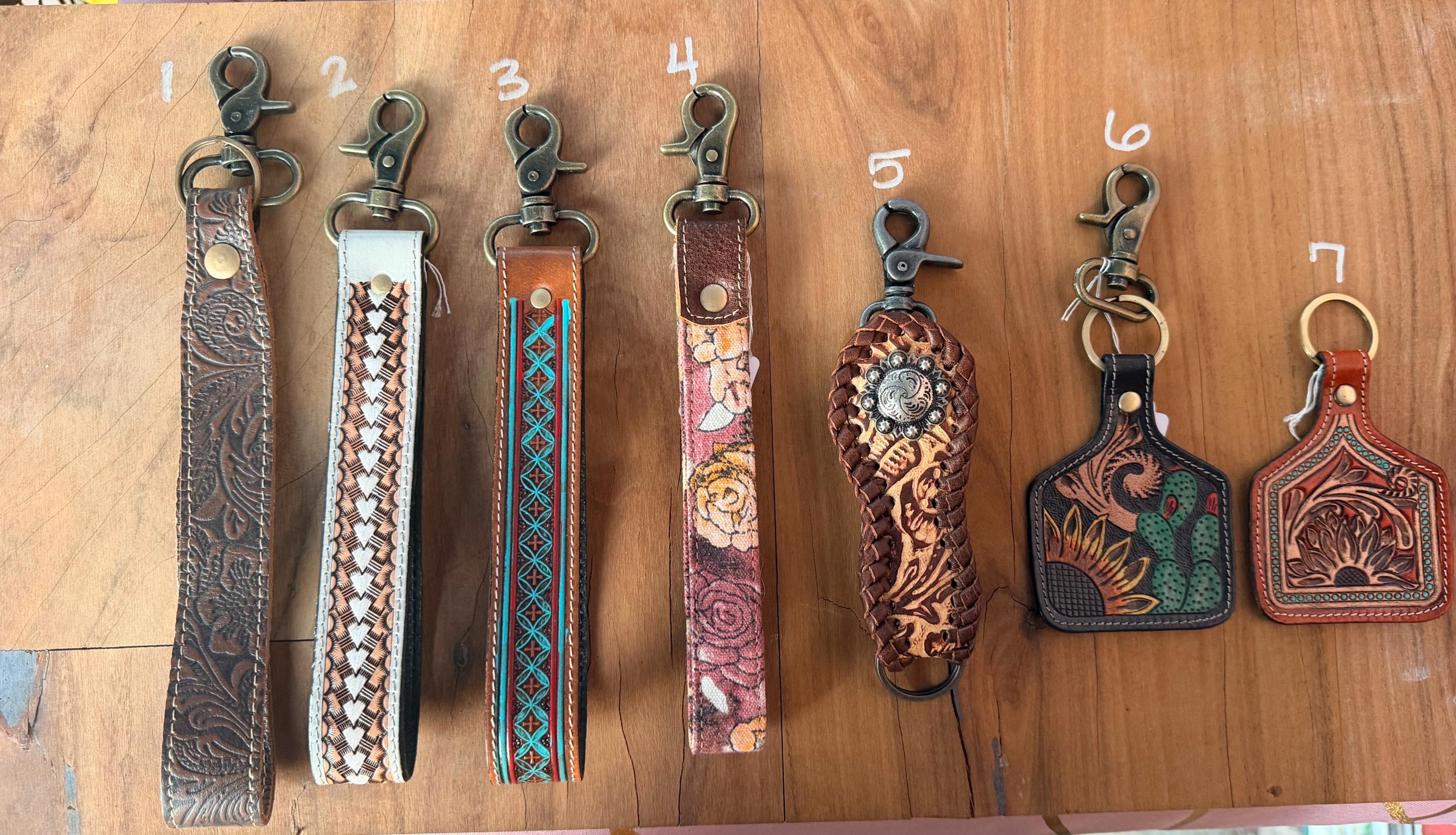 Western Hand Tooled & Cowhide Key Chain, Key Fobs and Wristlets ...