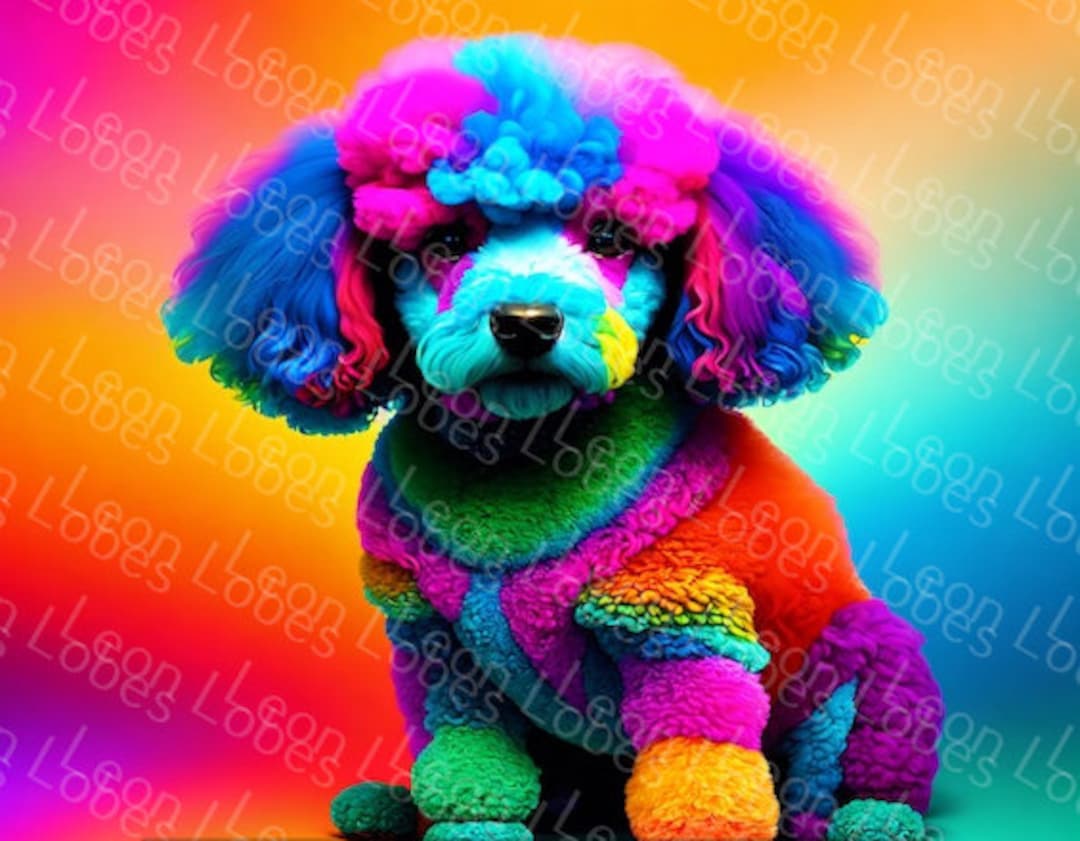 Colorful Poodle Digital Art Print - Etsy