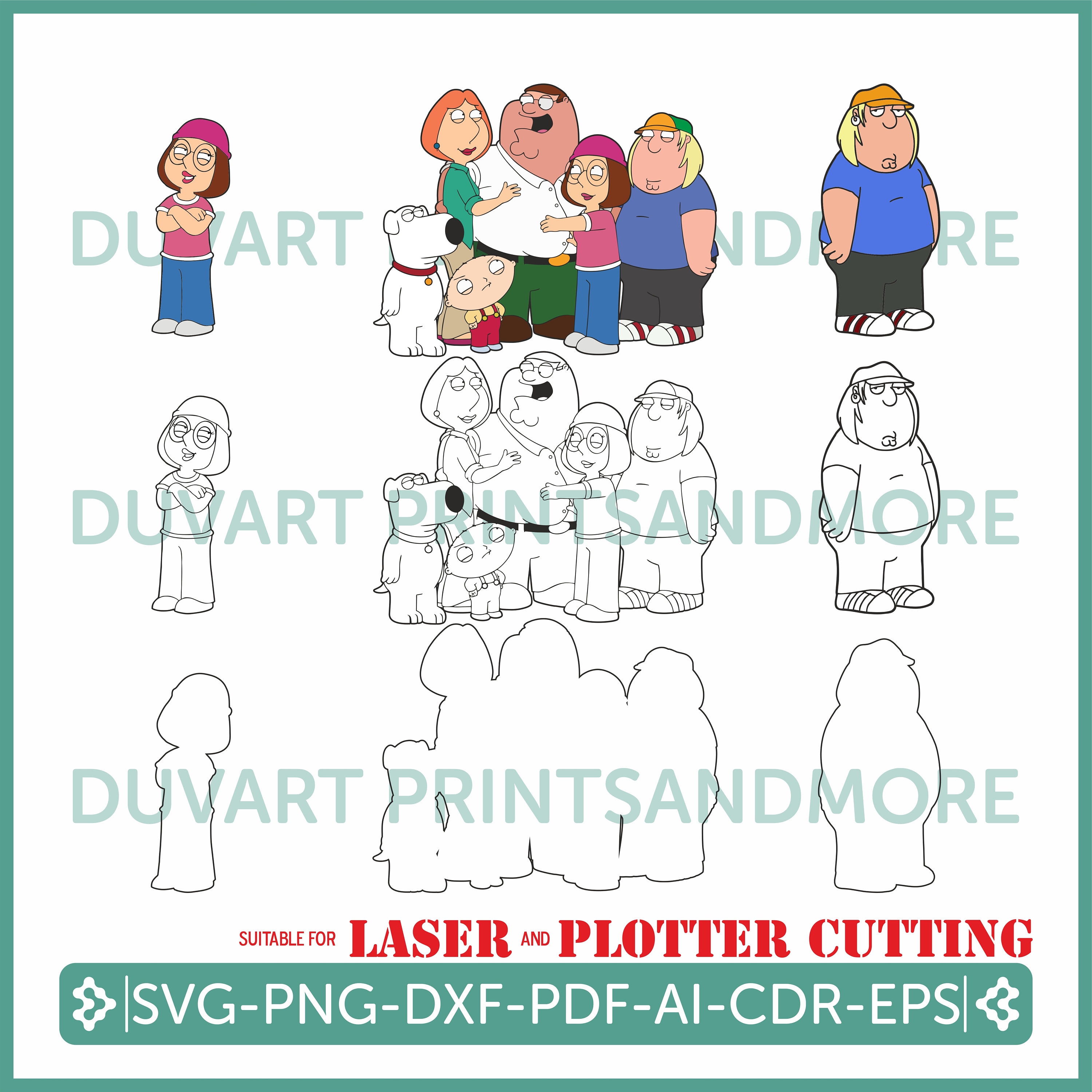 Family Guy (griffins) Vector, Bundle, Clipart, Layered Digital File ...