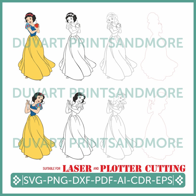 Snow White and Seven Dwarfs Vector, Bundle, Clipart, Layered Digital ...