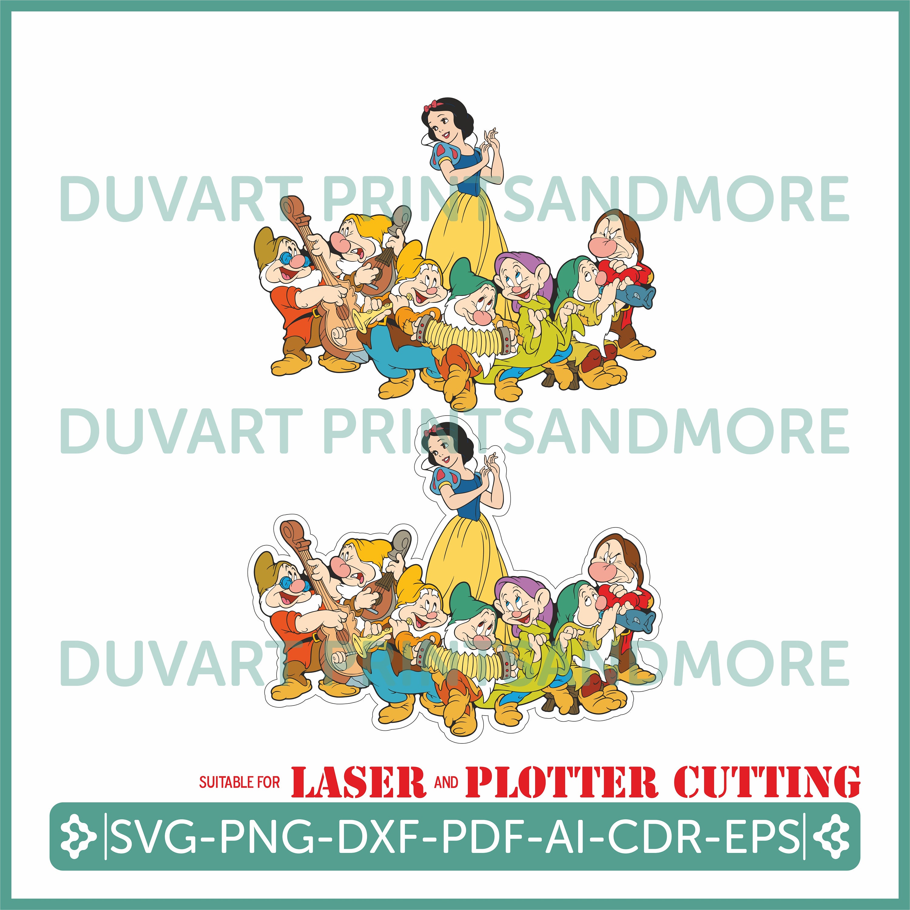 Snow White and Seven Dwarfs Musical Instruments Vector Bundle Clipart ...