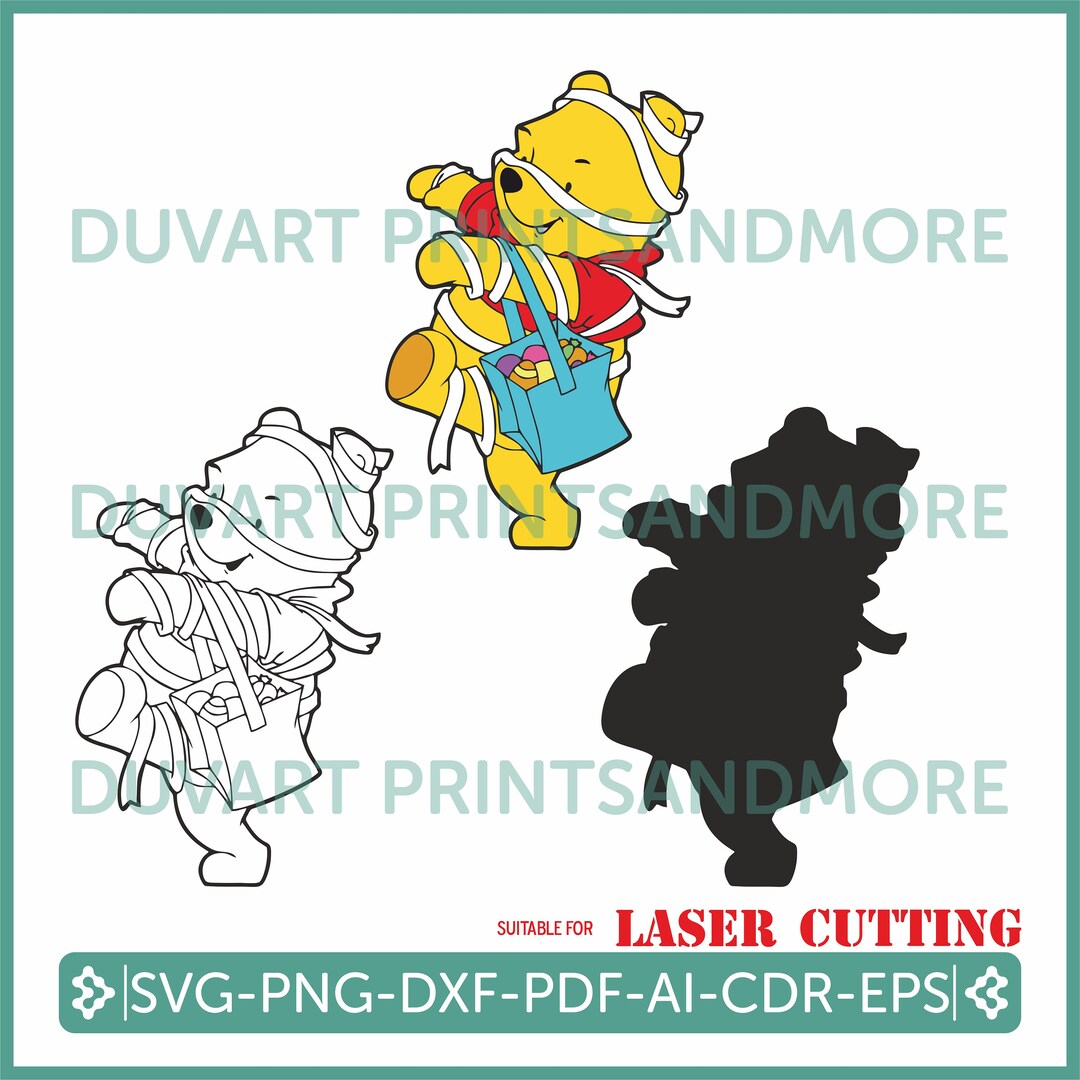 Halloween Mummy Winnie De Pooh Vector, Bundle, Clipart, Layered Digital ...