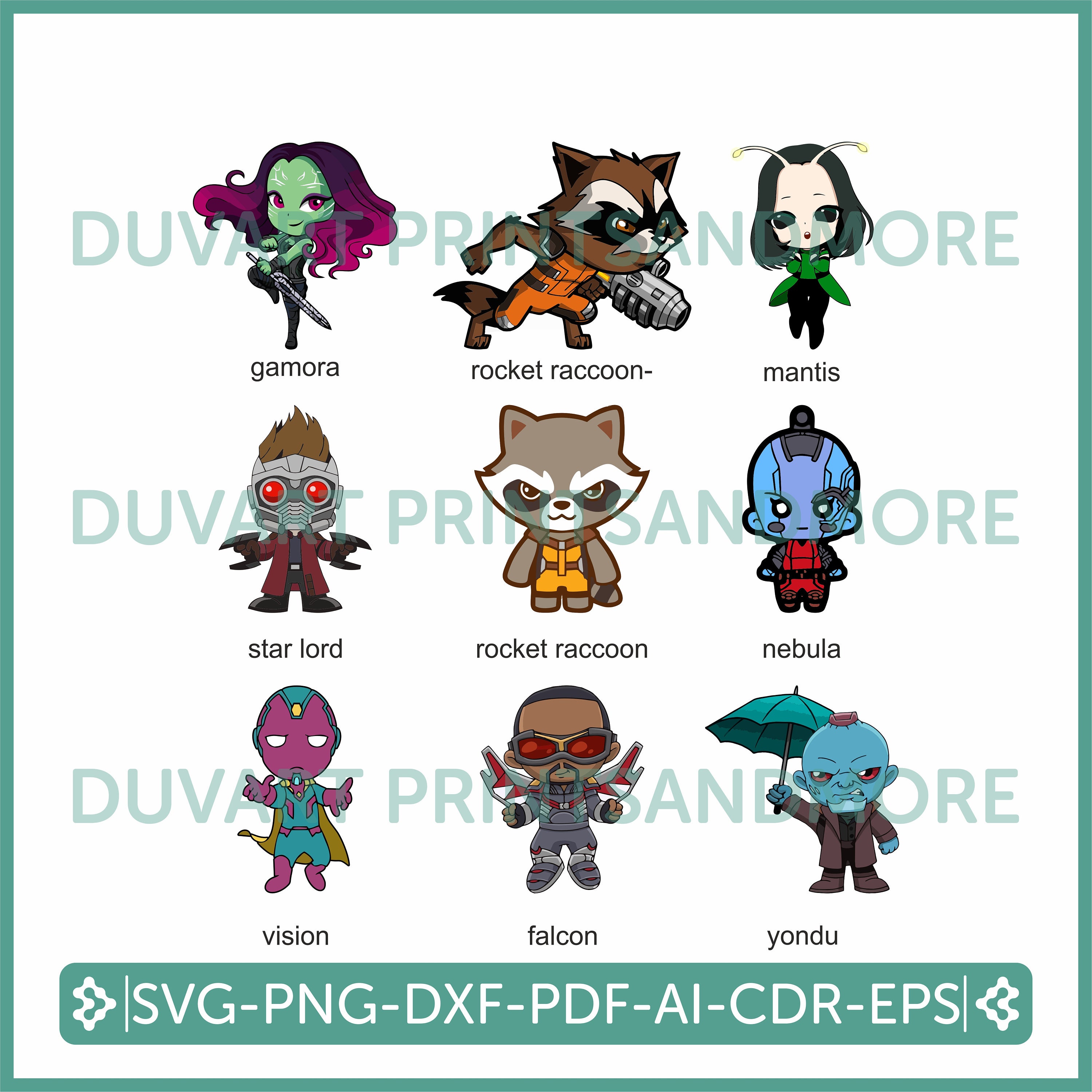 Marvel Chibi Cute Characters Vector Bundle Clipart Layered - Etsy