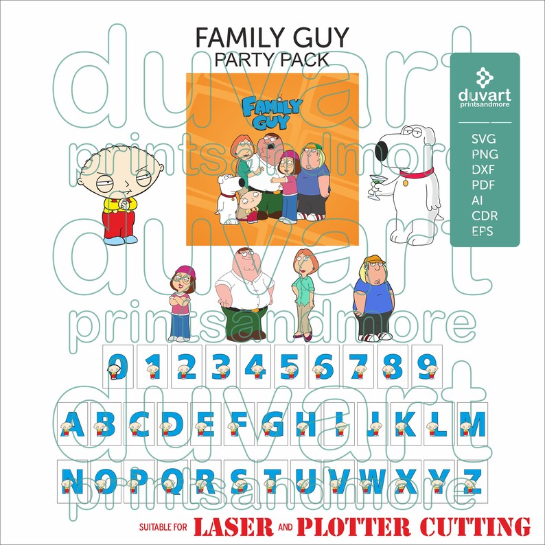 Family Guy Party Pack, Stewie, Peter, Lois, Brain, Meg, Backdrop ...