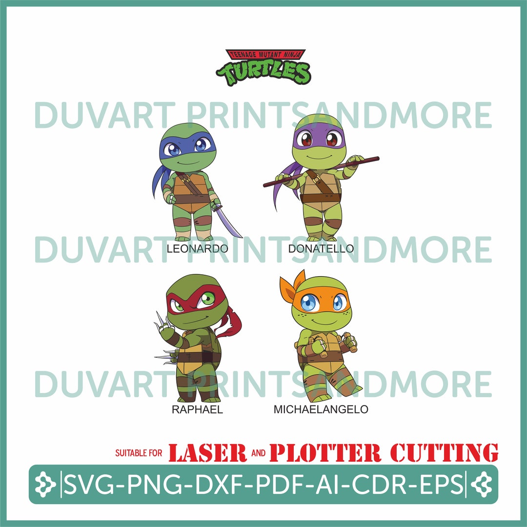 Chibi Ninja Turtles TMNT Vector Bundle Clipart Layered - Etsy