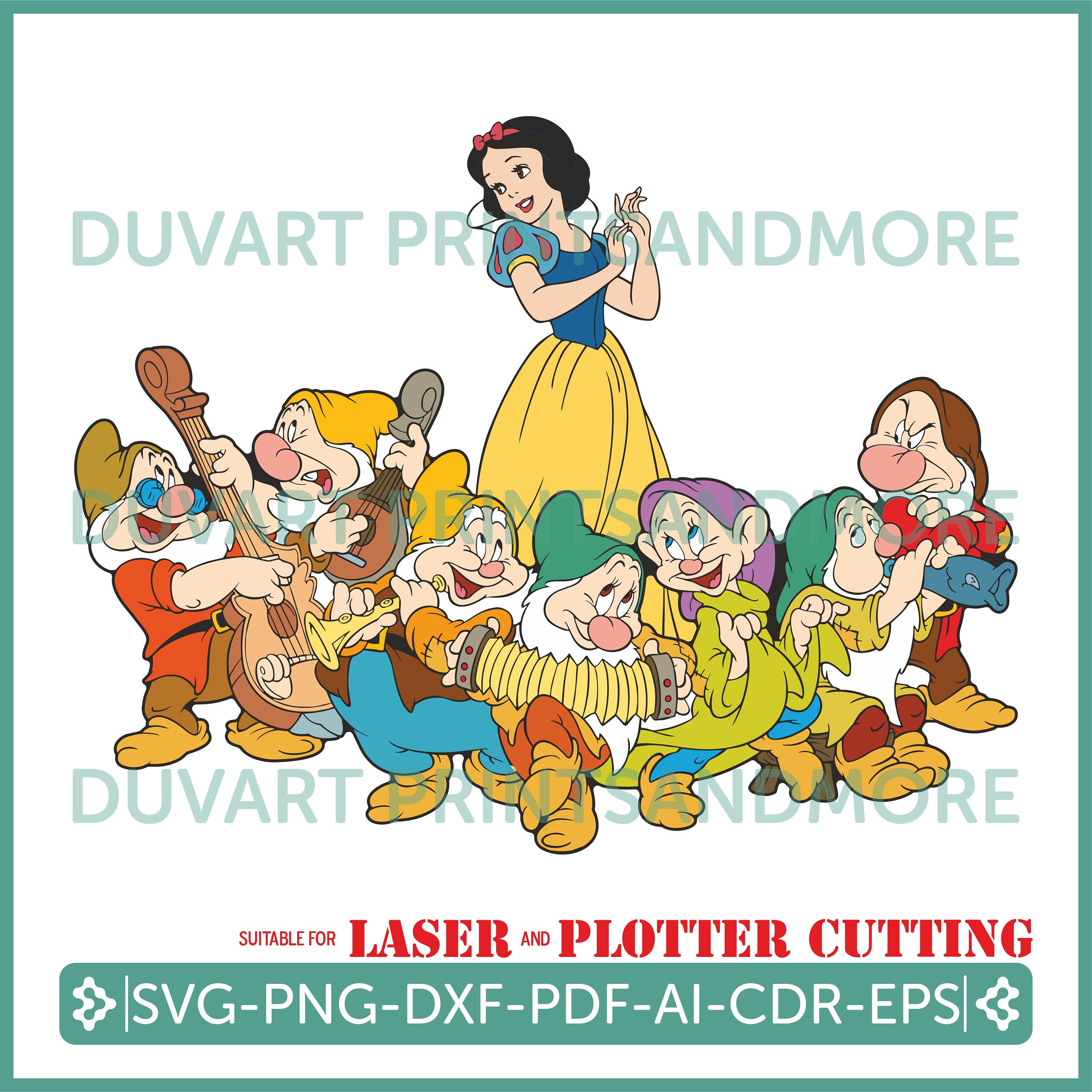 Snow White and Seven Dwarfs Musical Instruments Vector Bundle Clipart ...