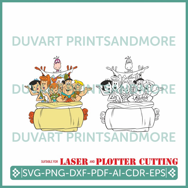 Flintstones Flintmobile Vector Clipart Bundle (digital File) - Etsy