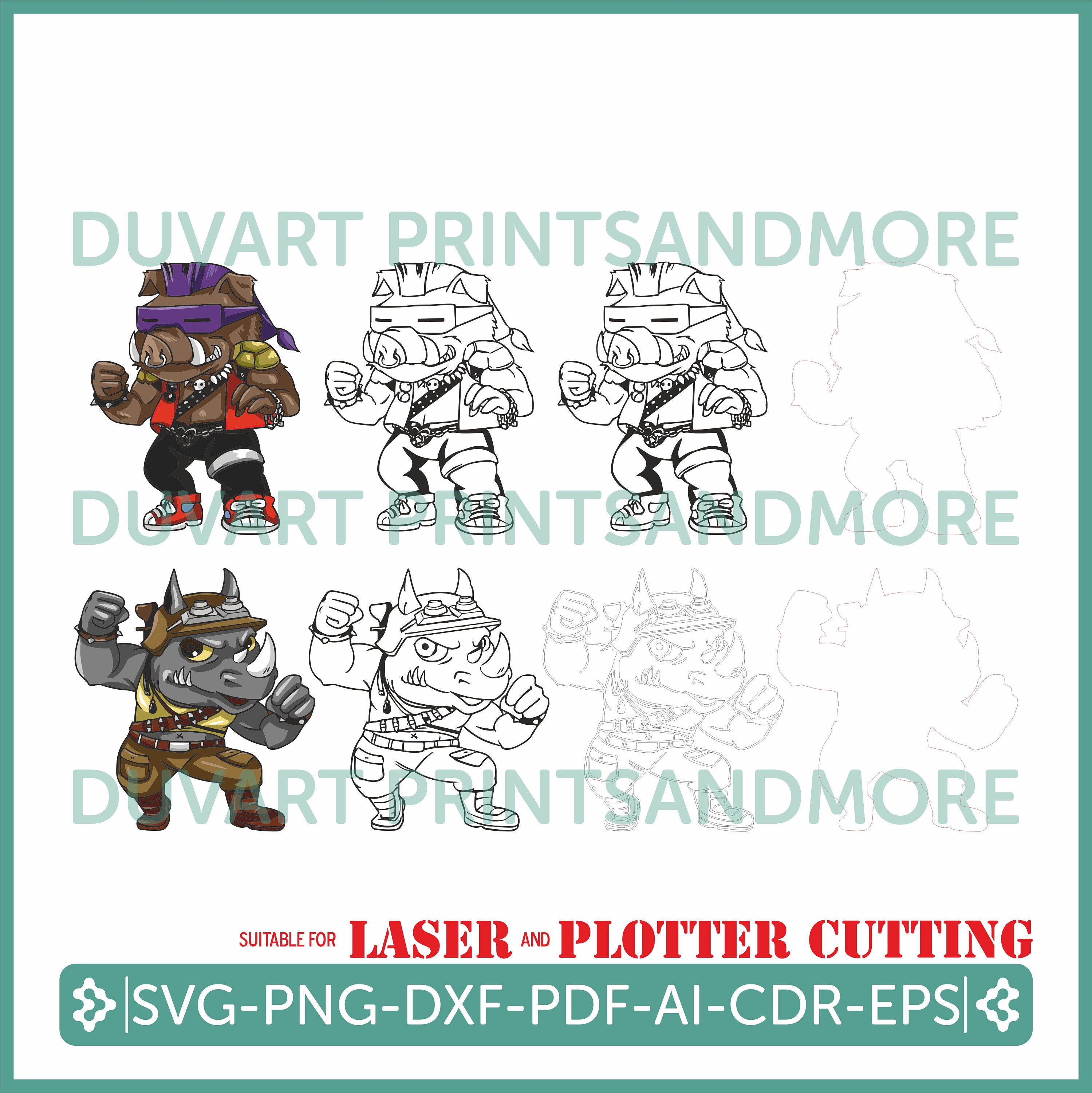 Chibi Villains Shredder Bebop Rocksteady Krang Vector Bundle - Etsy