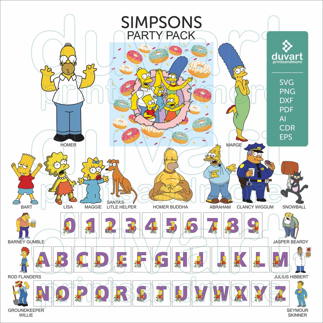 Simpsons Party Pack Homer Bart Marge Lisa Maggie - Etsy