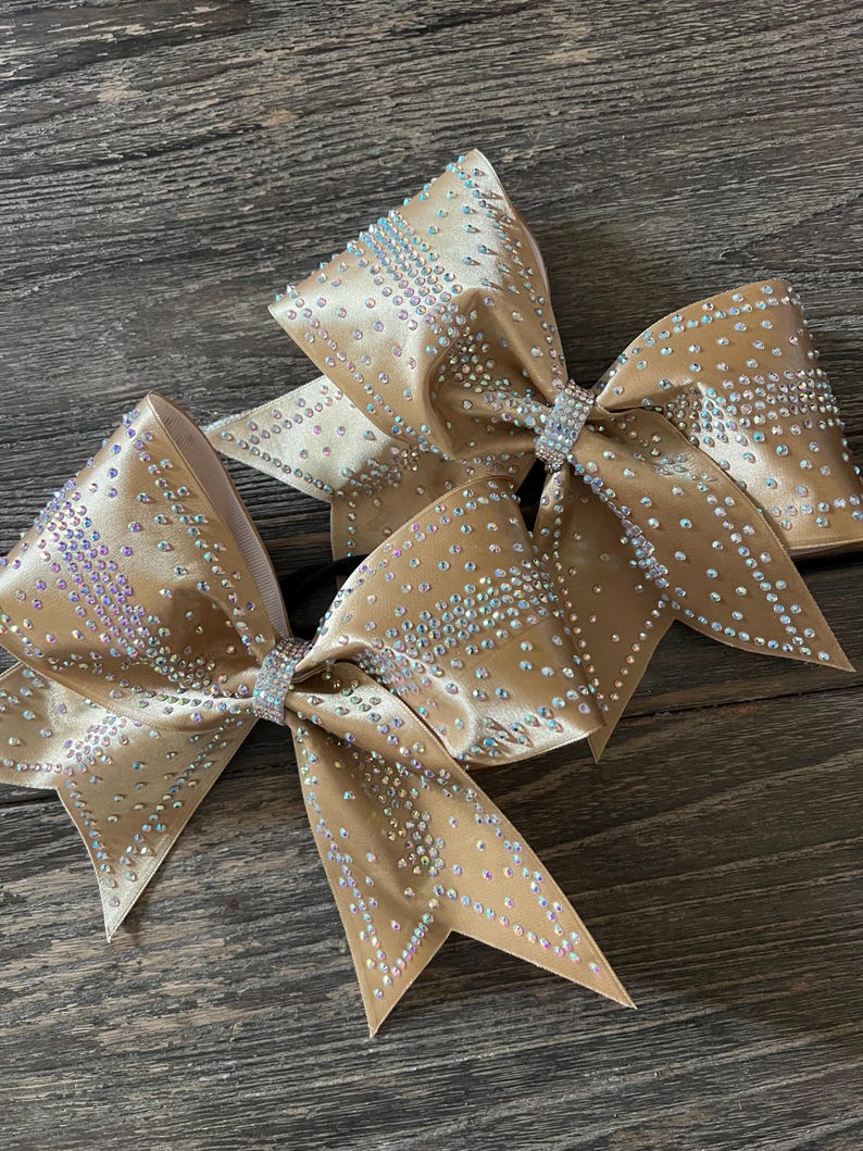 Satin Rhinestone Cheer Bow | Competition Bling Bow - Etsy