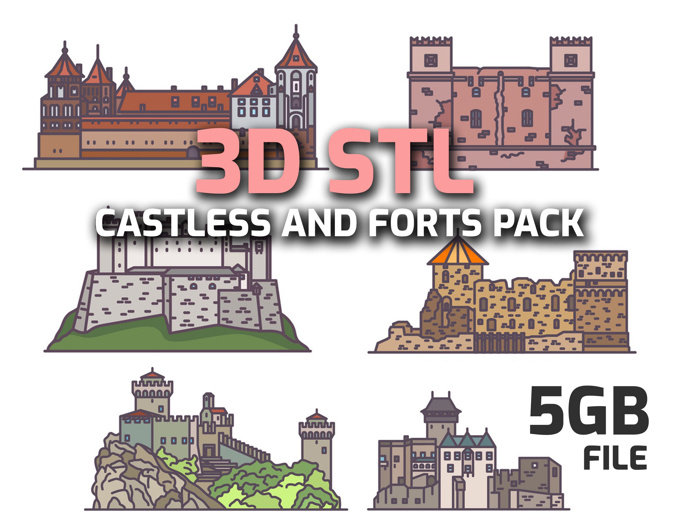 3D STL PACK Castles and Forts Miniatures Pack Stl File - Etsy UK