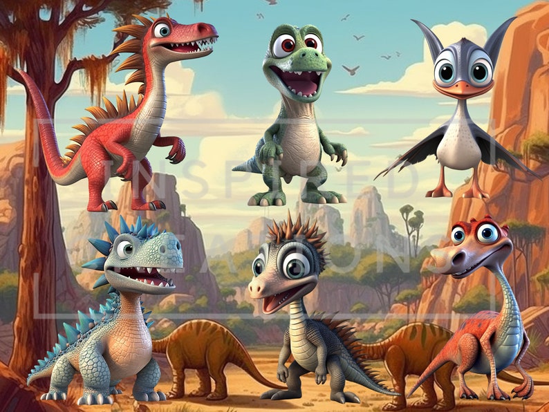 DINOSAUR CLIPART ANIMATED Bundle With Cute Baby Dinos Clip Art Png, T ...
