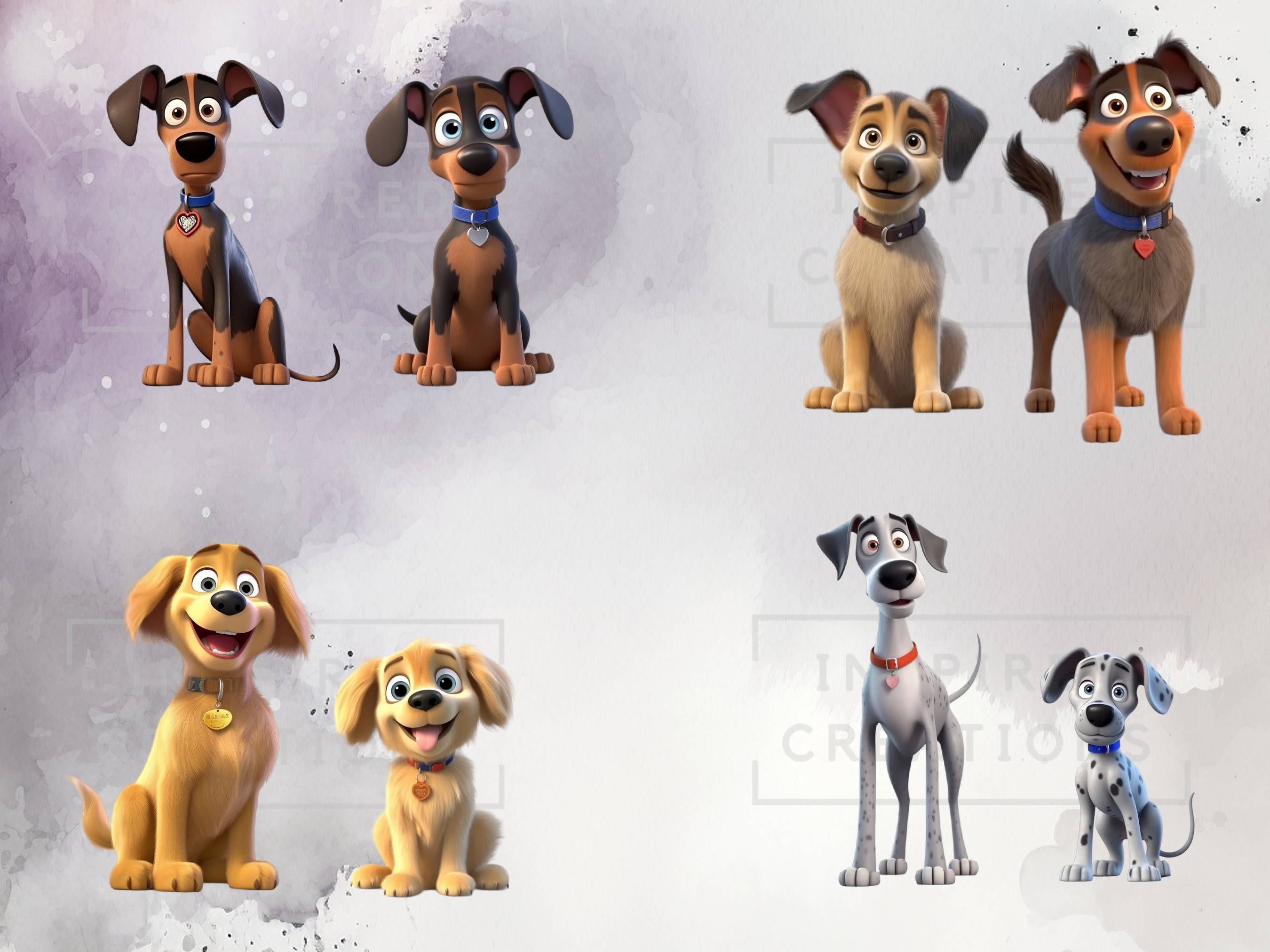 PET DOG BREEDS Clipart Bundle, Cute Animated Puppies & Cartoon Dogs ...