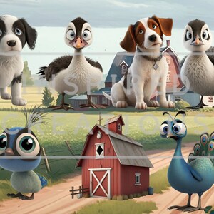 FARM ANIMAL CLIPART Png Bundle, Cute Animated Baby Farm Animals Clip ...