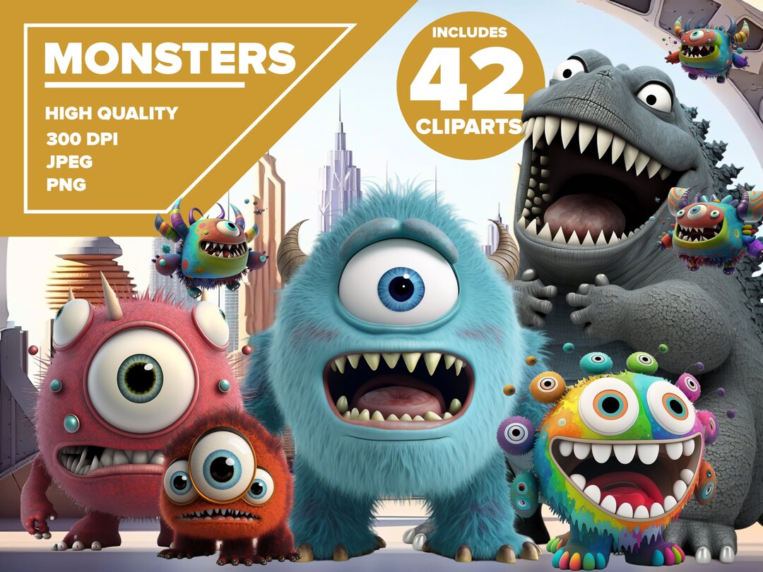 ANIMATED MONSTERS CLIPART Png Bundle, Cute Little Space Monsters Inc ...