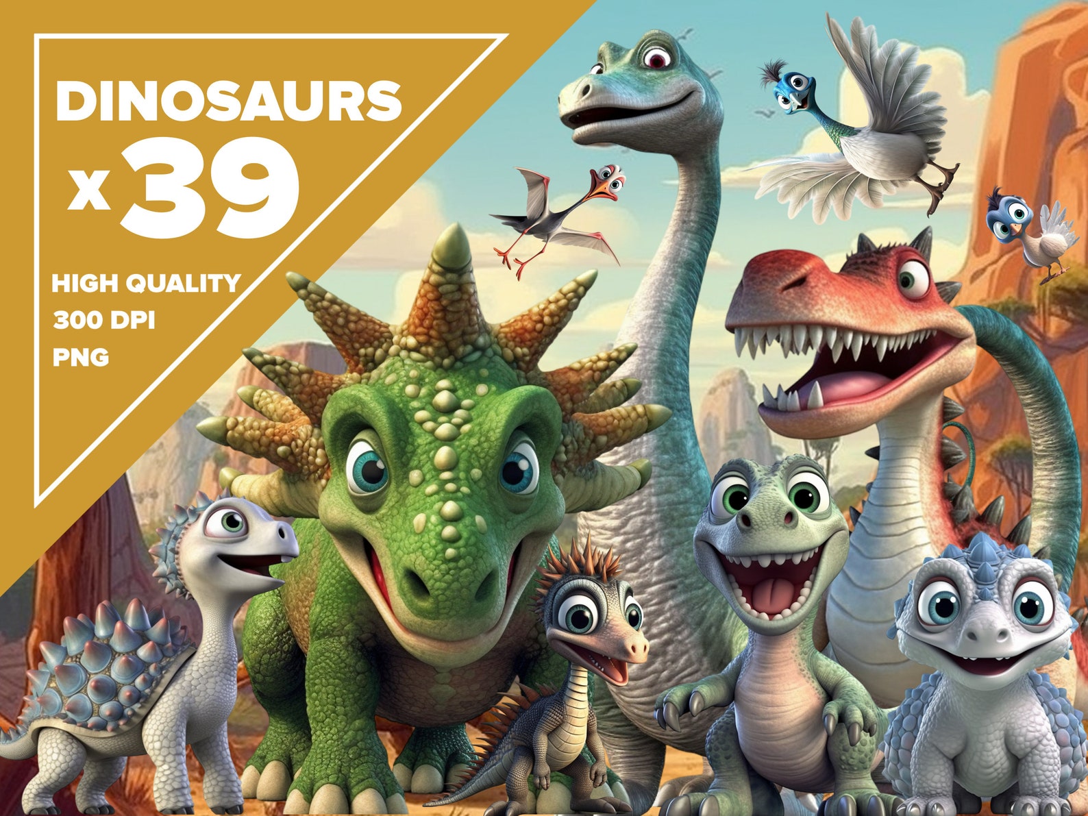 DINOSAUR CLIPART ANIMATED Bundle With Cute Baby Dinos Clip Art Png, T ...