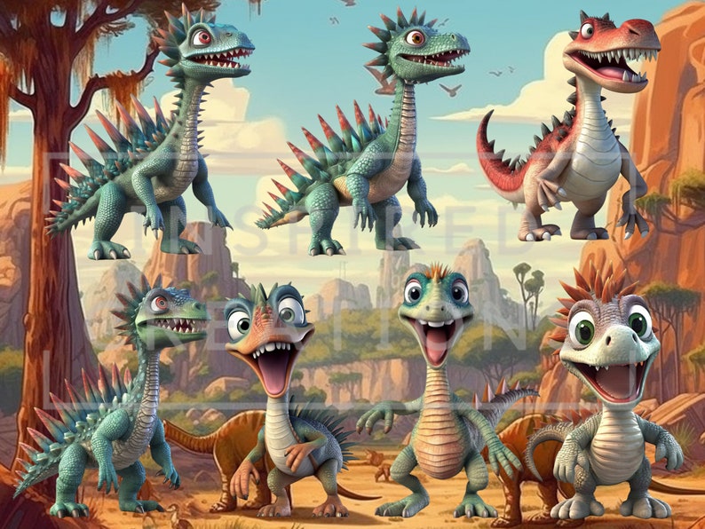 DINOSAUR CLIPART ANIMATED Bundle With Cute Baby Dinos Clip Art Png, T ...