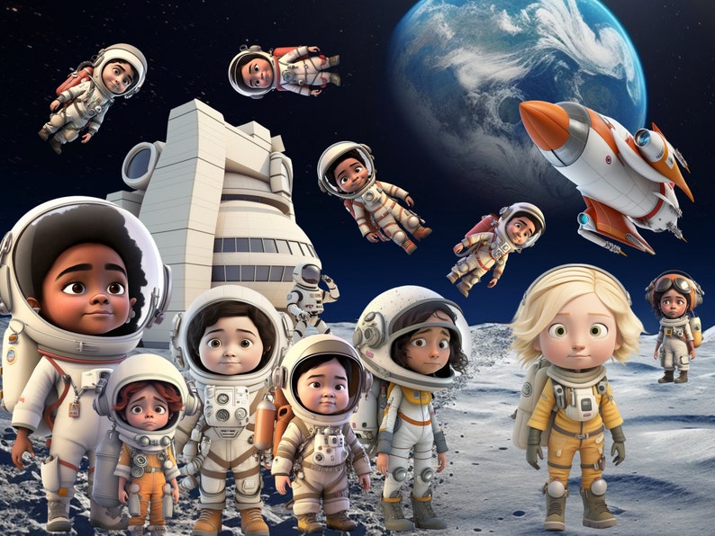 SPACE ASTRONAUT CLIPART Bundle, Animated Astronaut Characters Clip Art ...