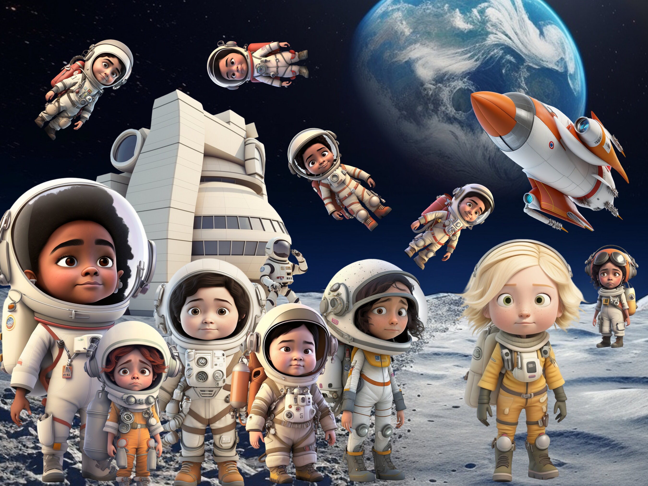 SPACE ASTRONAUT CLIPART Bundle, Animated Astronaut Characters Clip Art ...