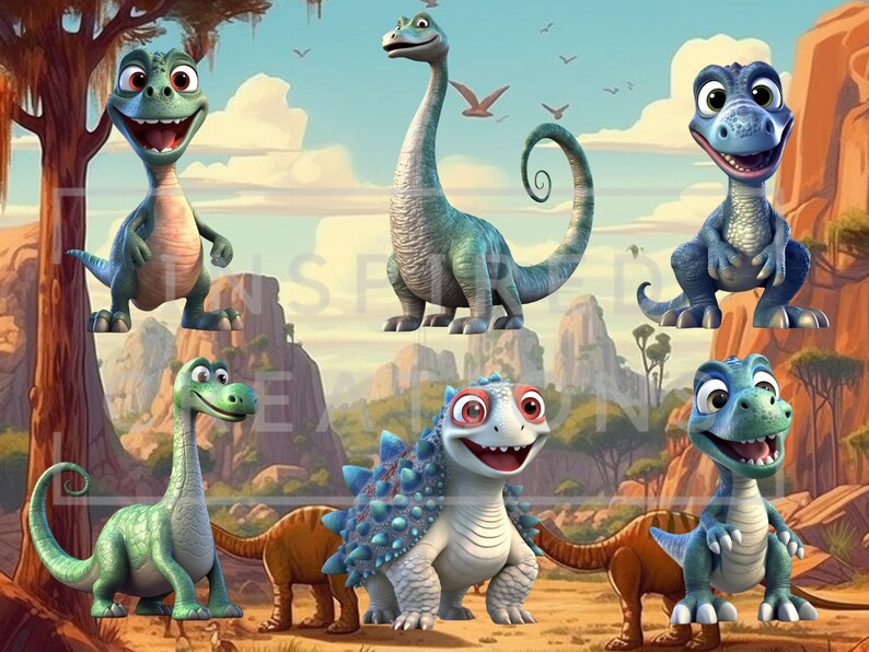 DINOSAUR CLIPART ANIMATED Bundle With Cute Baby Dinos Clip Art Png, T ...