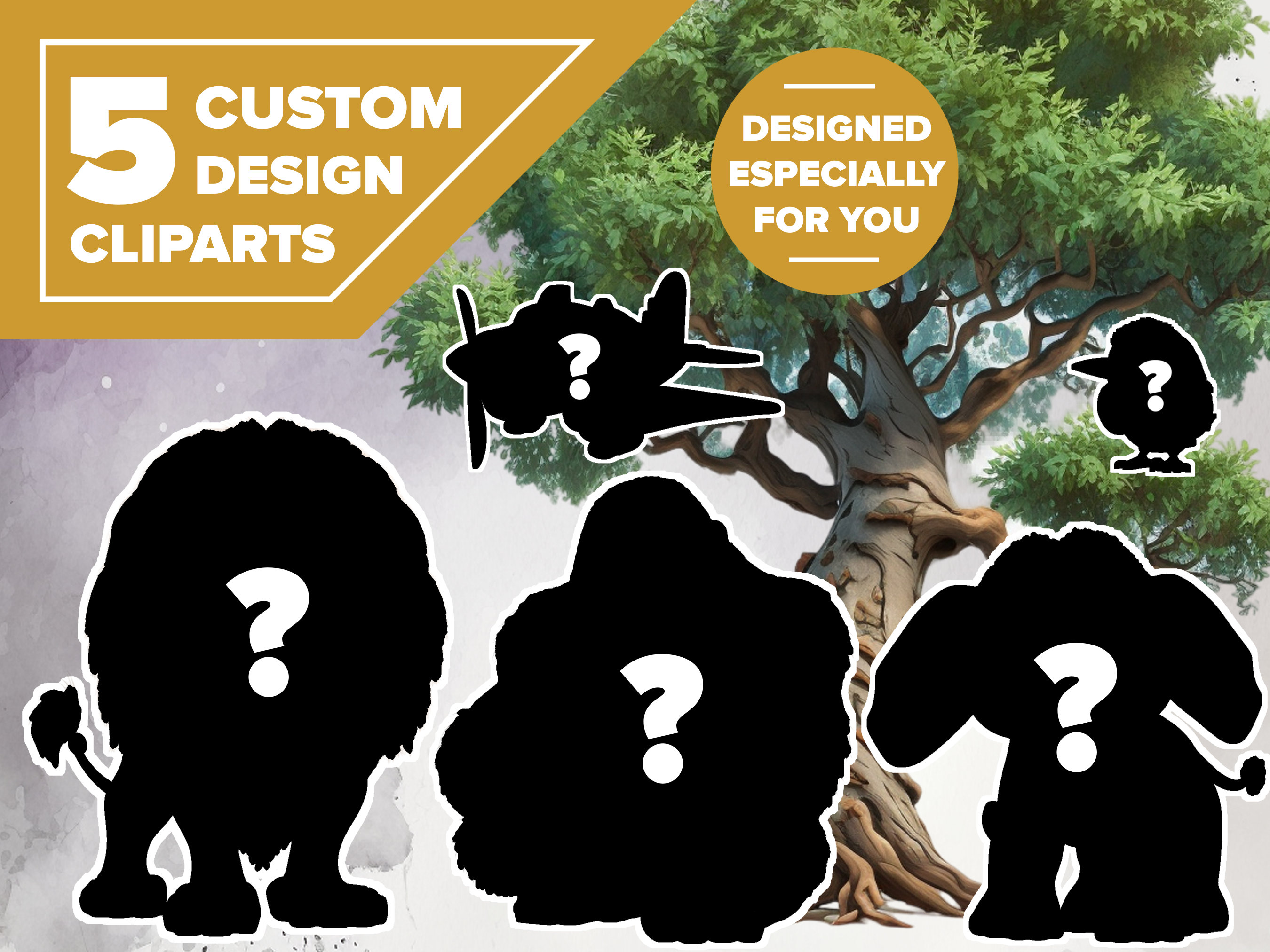 CUSTOM DESIGNED CLIPART Png Bundle of 5, Made-to-order, Tailored to ...