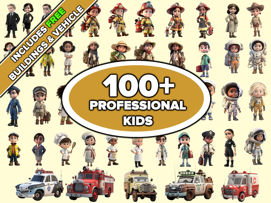PROFESSIONAL KIDS With JOBS Professions Occupations Clipart Bundle of ...
