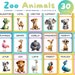 Printable Zoo Animals Flashcards, 30 Montessori Cards, Animals Flash ...