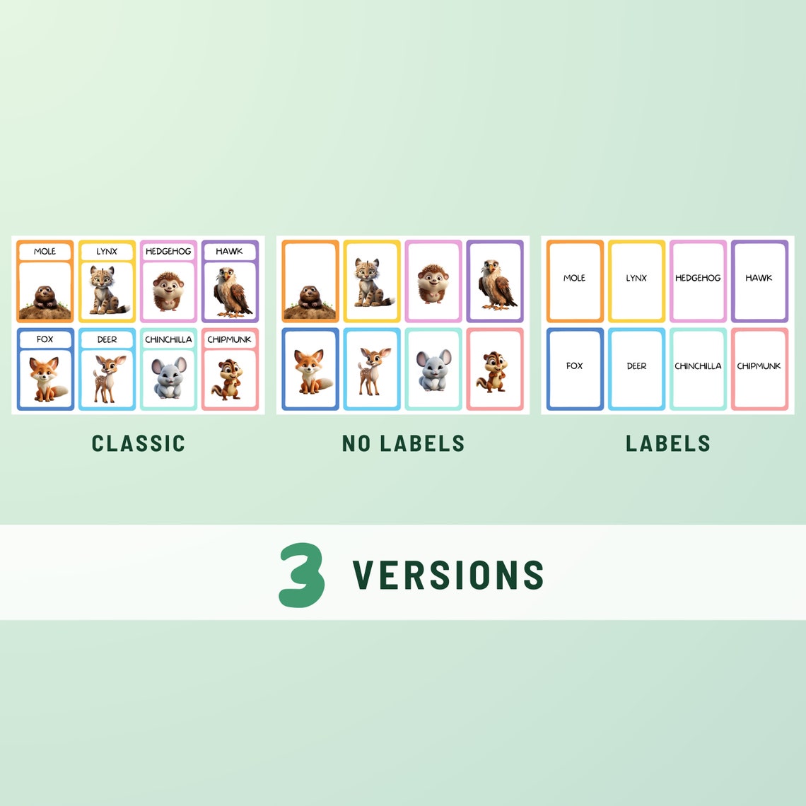 Printable Forrest Animals Flashcards, 30 Montessori Cards Animals Flash ...