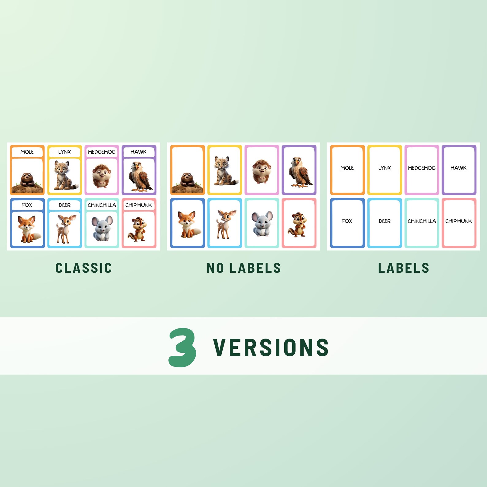 Printable Forrest Animals Flashcards, 30 Montessori Cards Animals Flash ...