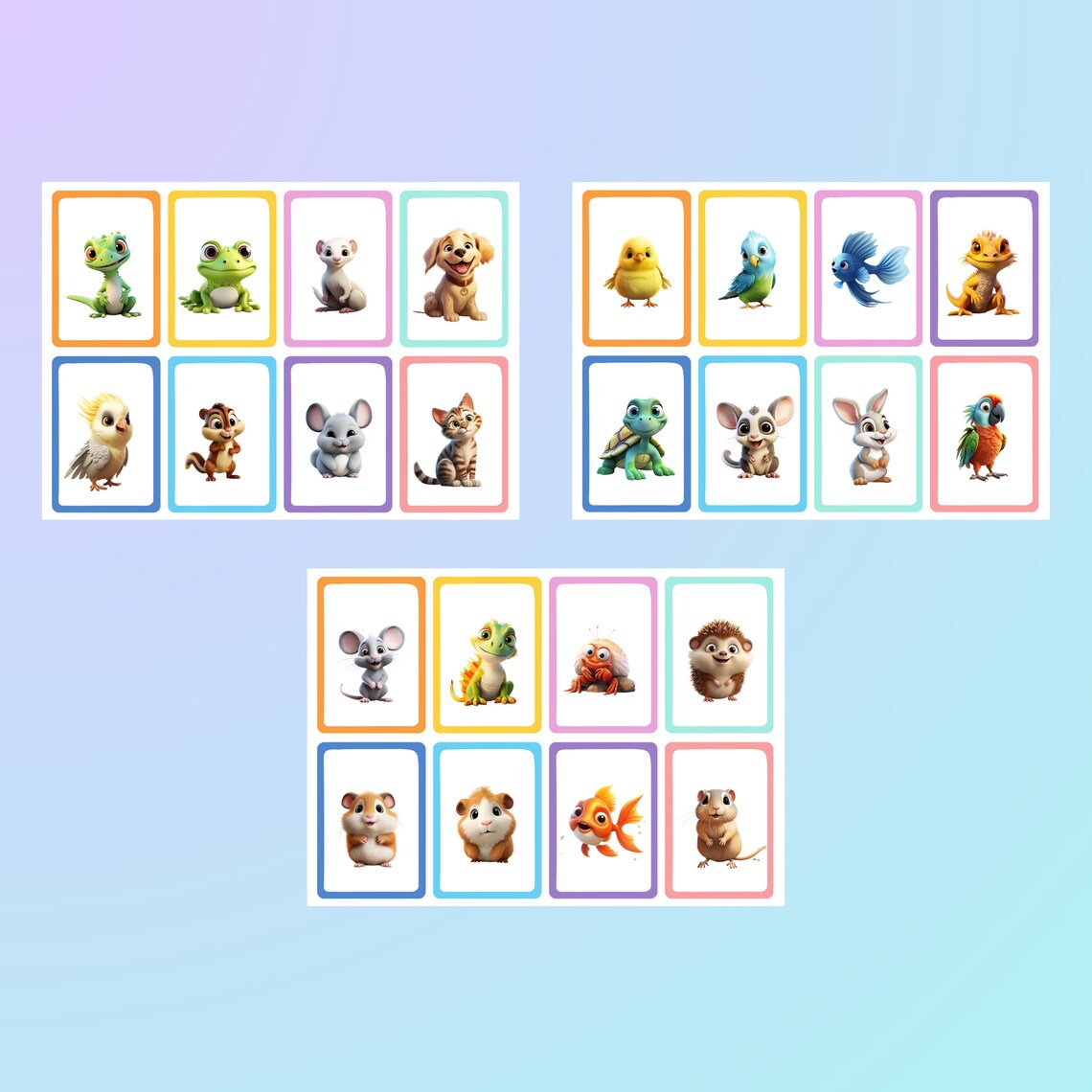 Printable Pet Animals Flashcards, 24 Montessori Cards Animals Flash ...