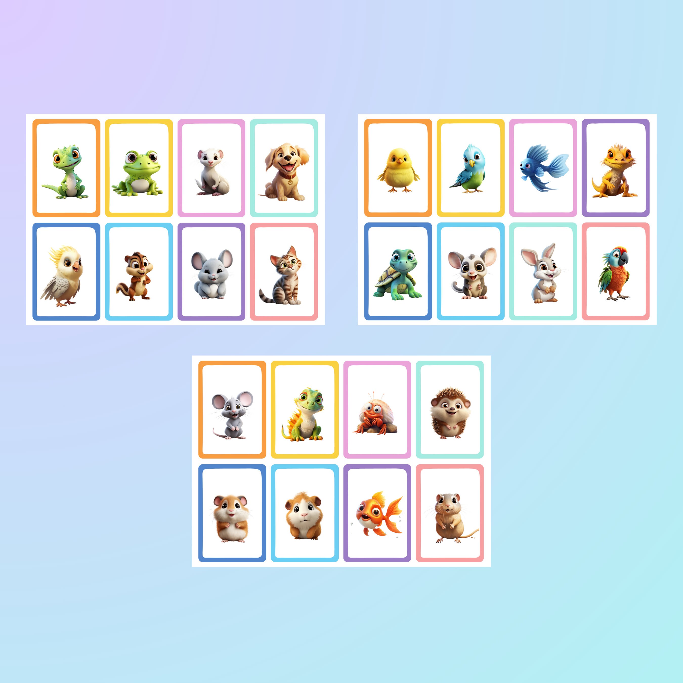 Printable Pet Animals Flashcards, 24 Montessori Cards Animals Flash ...