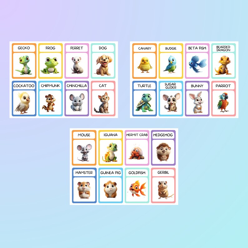 Printable Pet Animals Flashcards, 24 Montessori Cards Animals Flash ...