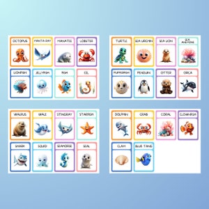 Printable Ocean Animals Flashcards, 30 Montessori Cards Animals Flash ...