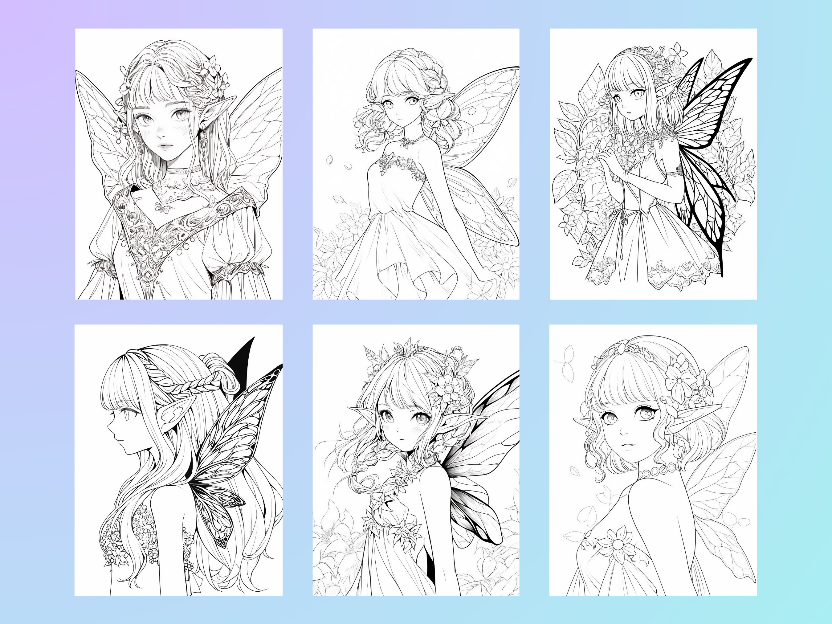 Fairy Anime Girls Coloring Book Vol 1, 30 Anime Coloring Pages Anime ...