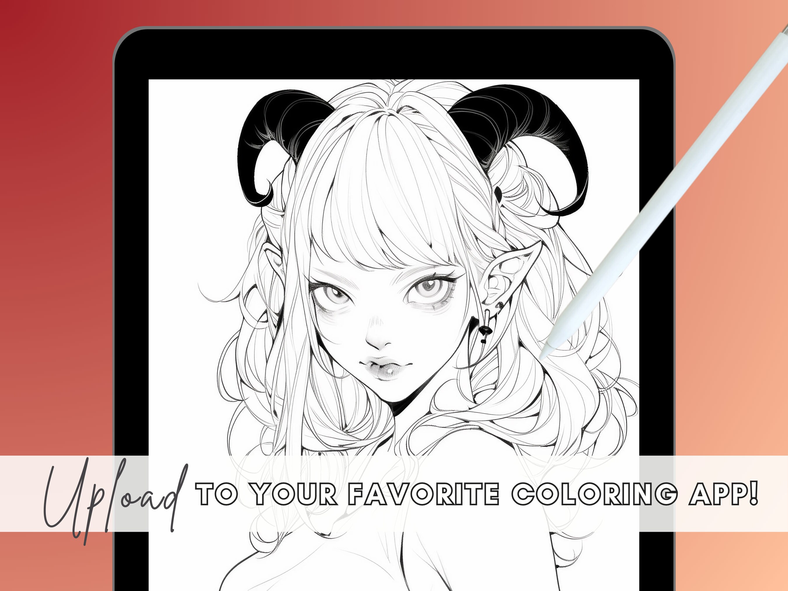 Demon Anime Girls Coloring Book Vol 2, 27 Anime Coloring Pages Anime ...