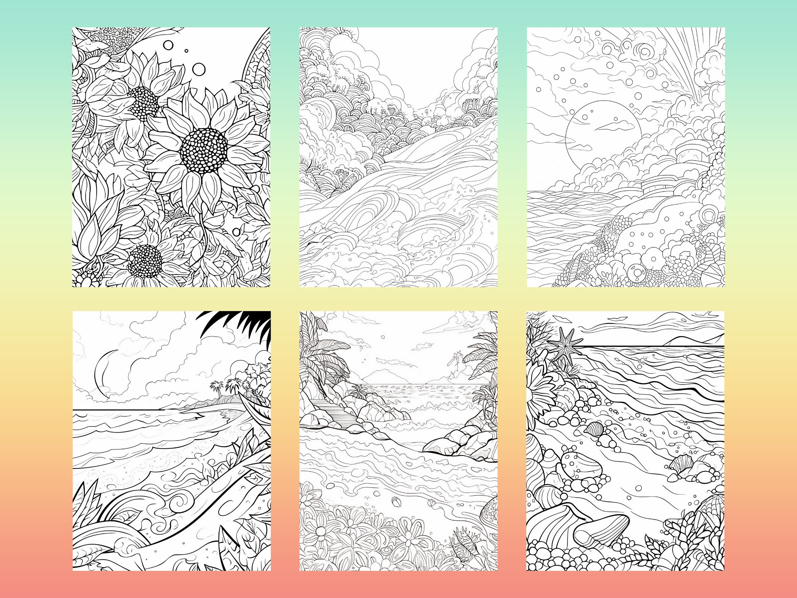 Summer Coloring Book Vol. 1, 25 Summer Coloring Pages, Adult Coloring ...