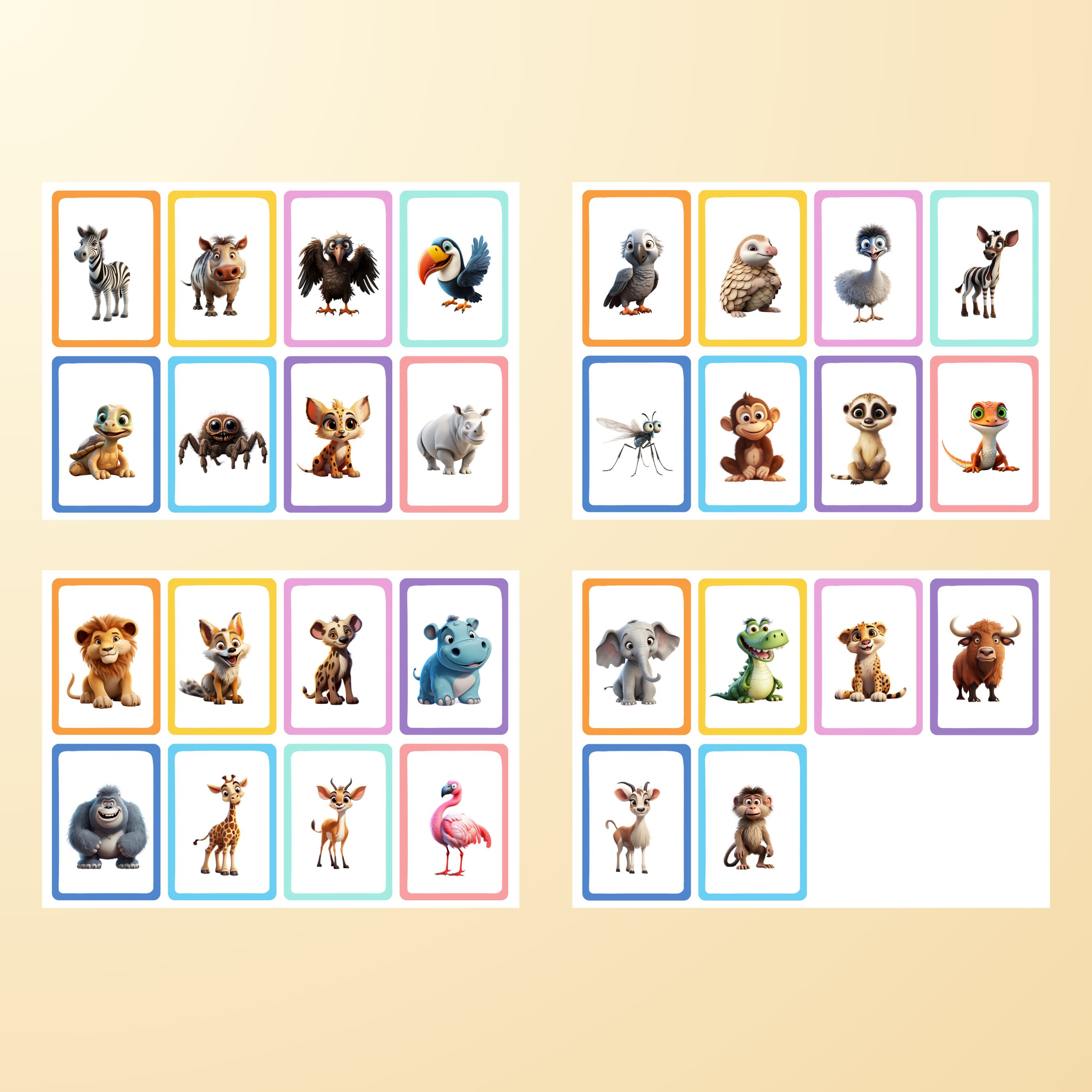 Printable Safari Animals Flashcards, 30 Montessori Cards Animals Flash ...