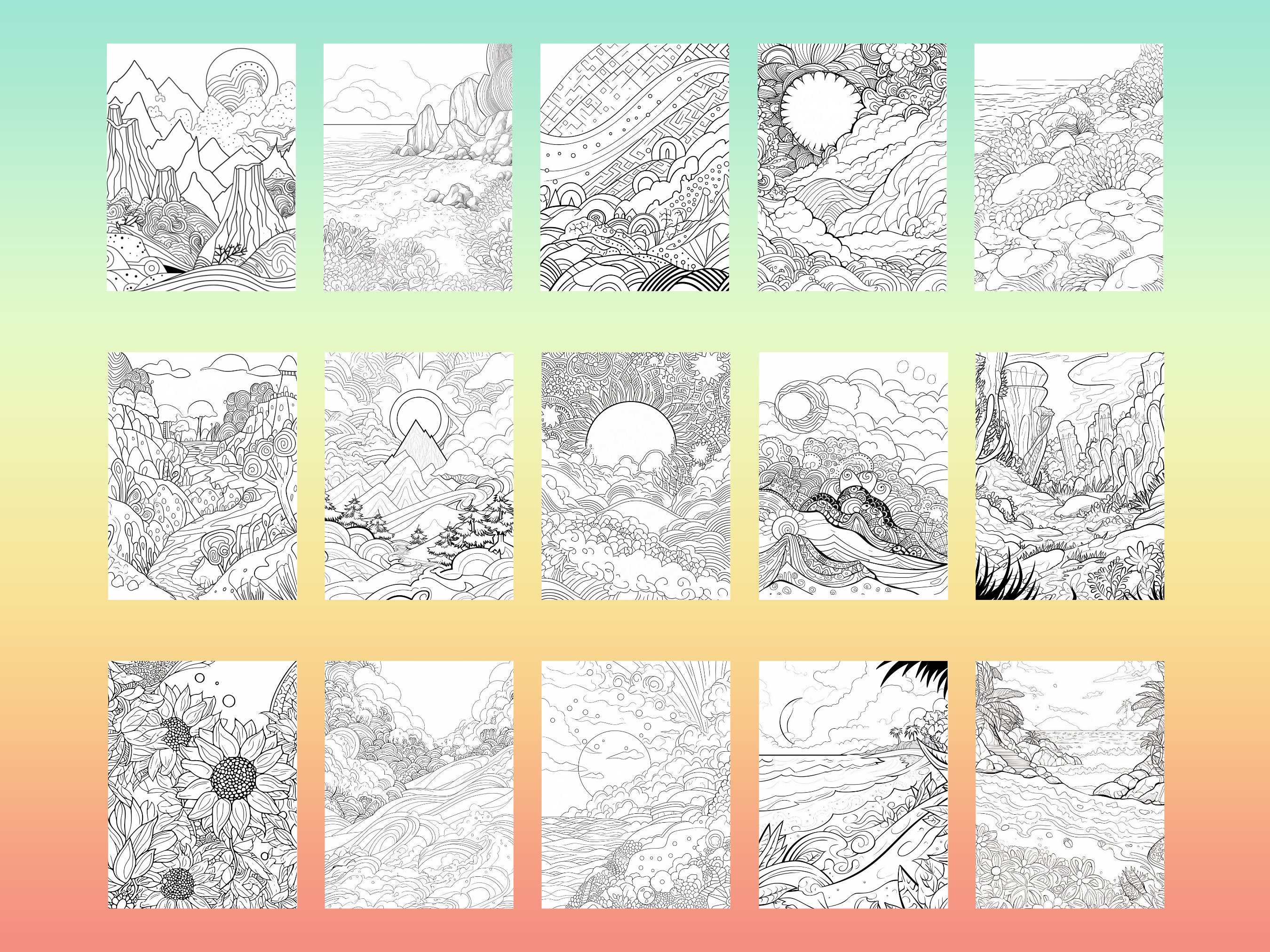 Trippy Coloring Book Bundle, 50 Trippy Coloring Pages, Adult Coloring ...