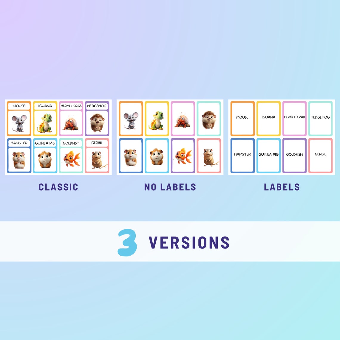 Printable Pet Animals Flashcards, 24 Montessori Cards Animals Flash ...