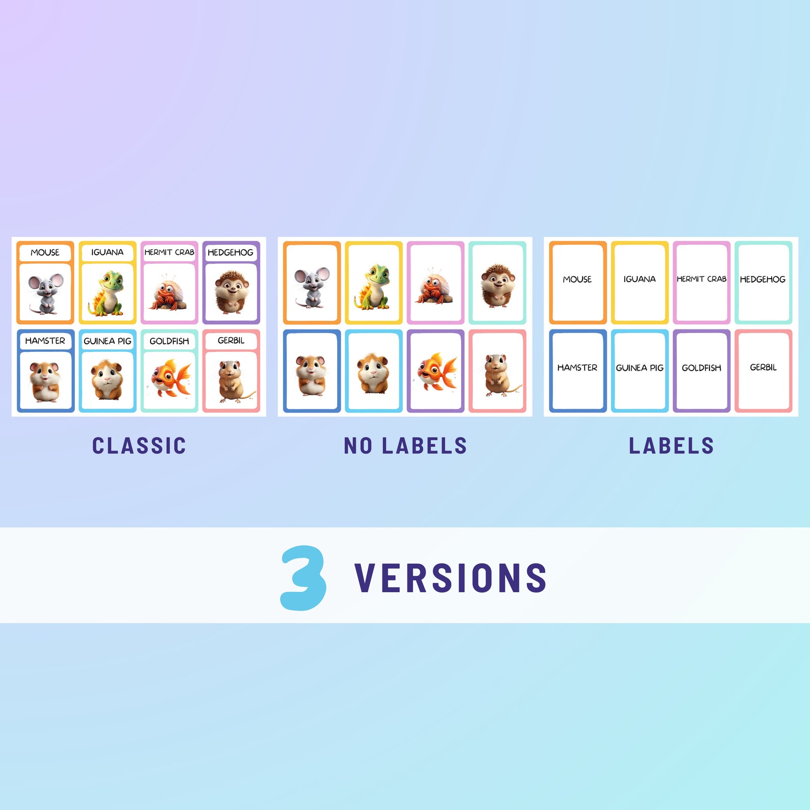 Printable Pet Animals Flashcards, 24 Montessori Cards Animals Flash ...