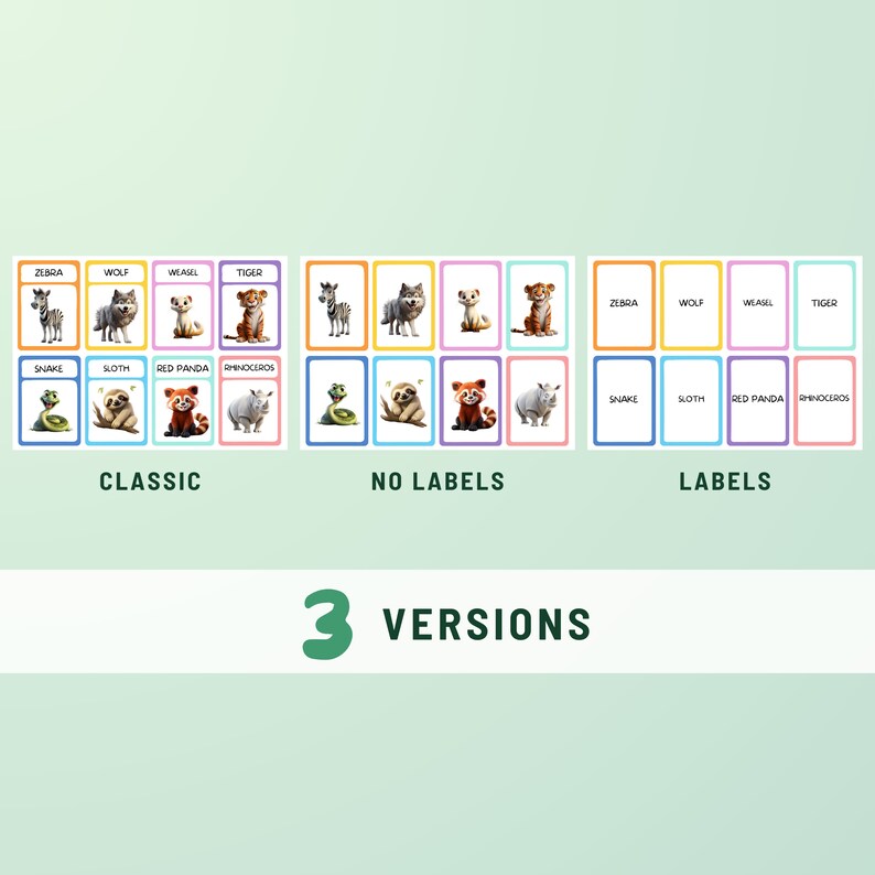 Printable Wild Animals Flashcards, 30 Montessori Cards, Animals Flash ...