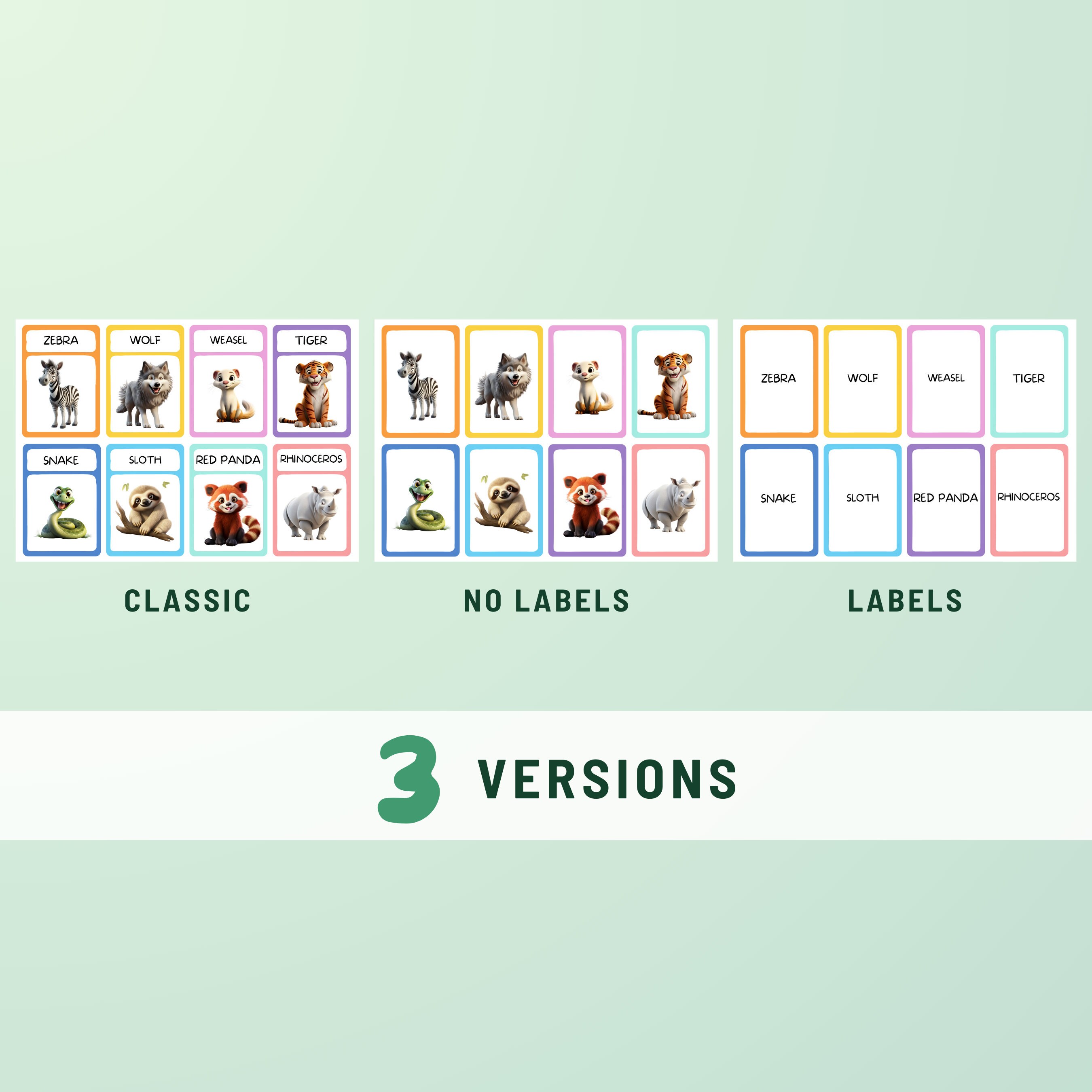 Printable Wild Animals Flashcards, 30 Montessori Cards, Animals Flash ...