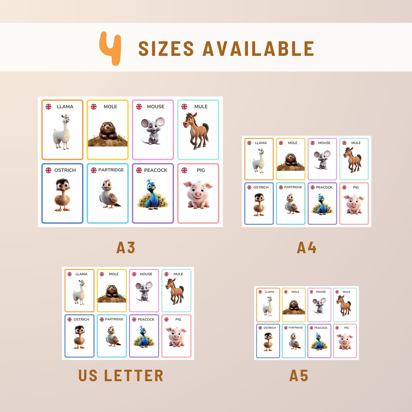 Printable Farm Animals German-english Flashcards, 30 Bilingual ...