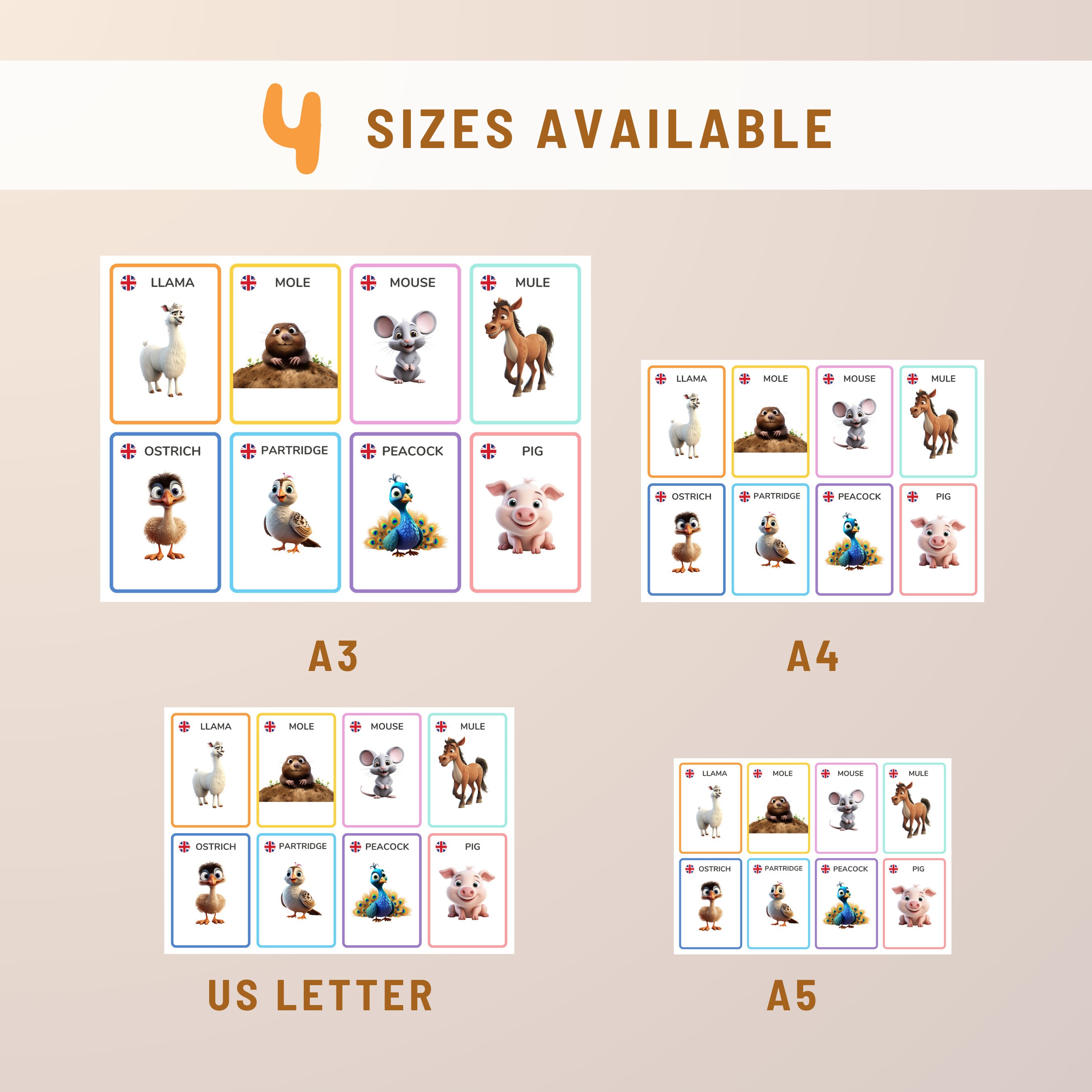 Printable Farm Animals German-english Flashcards, 30 Bilingual ...