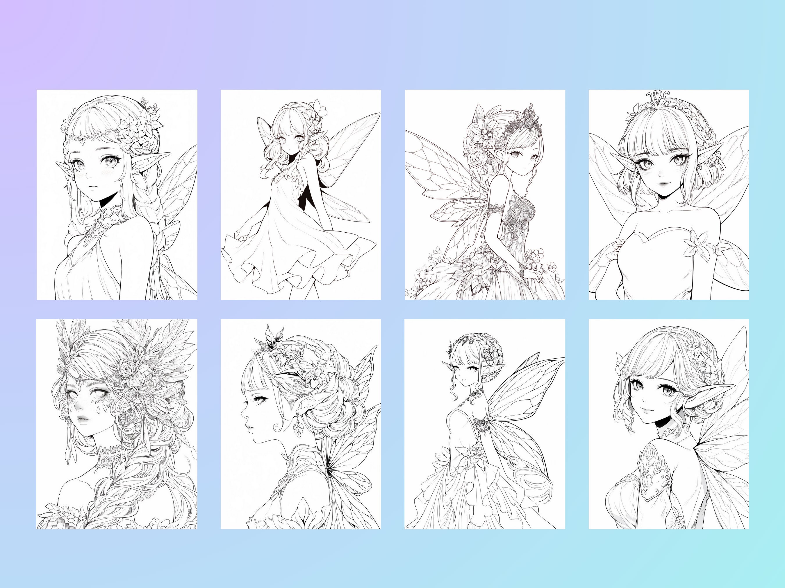 Fairy Anime Girls Coloring Book Vol 1, 30 Anime Coloring Pages Anime ...