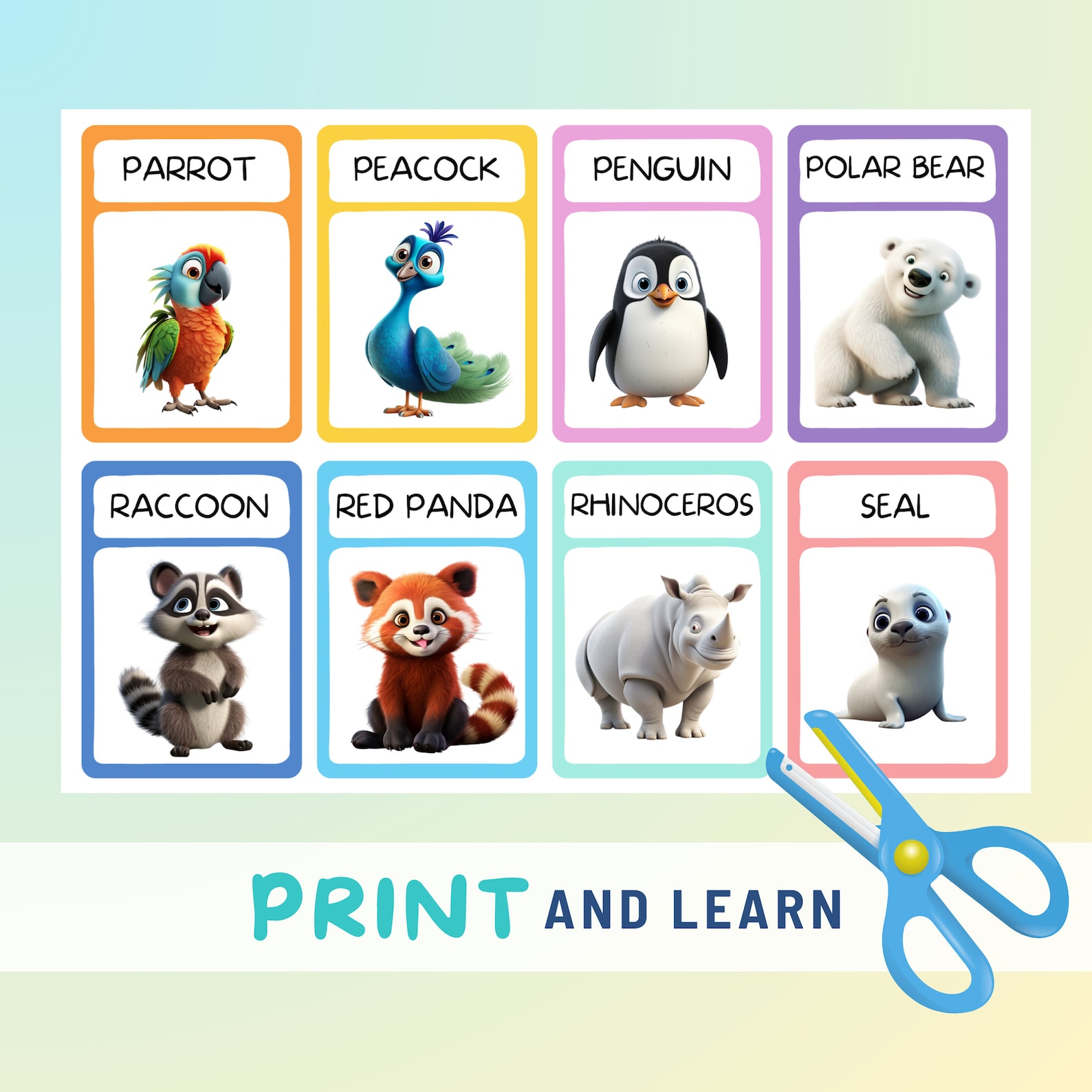 Printable Zoo Animals Flashcards, 30 Montessori Cards, Animals Flash ...