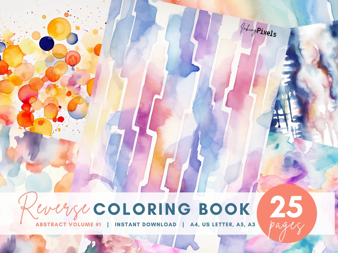 Reverse Coloring Book Abstract Vol. #1 25 Abstractcoloring Pages Adult ...