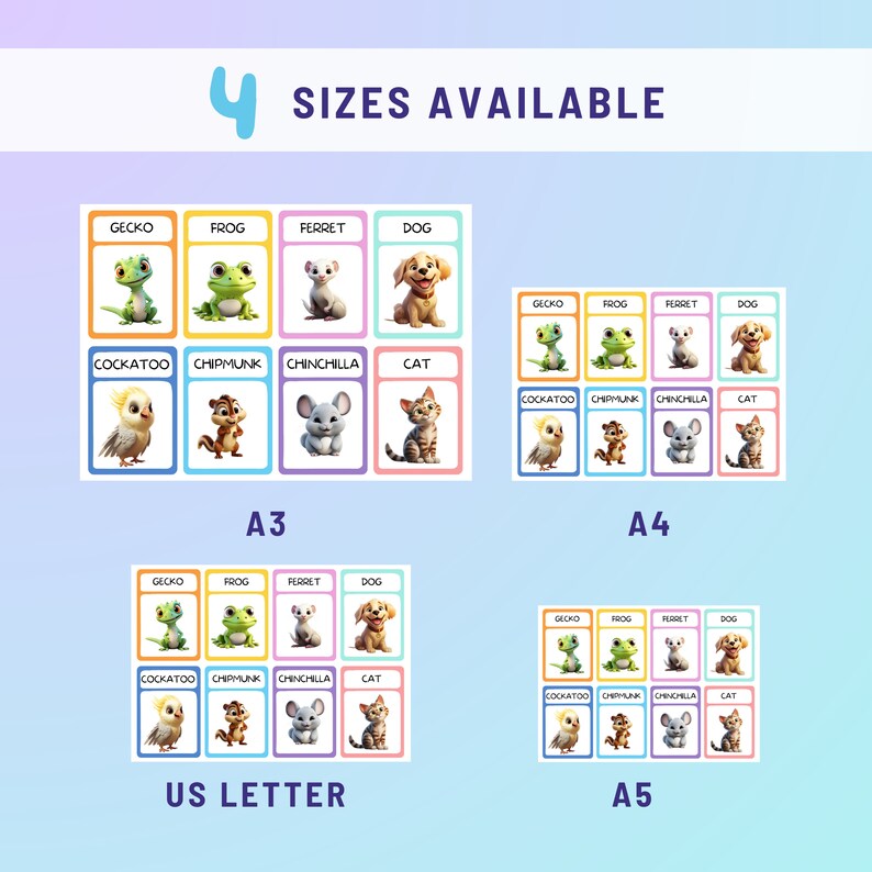 Printable Pet Animals Flashcards, 24 Montessori Cards Animals Flash ...