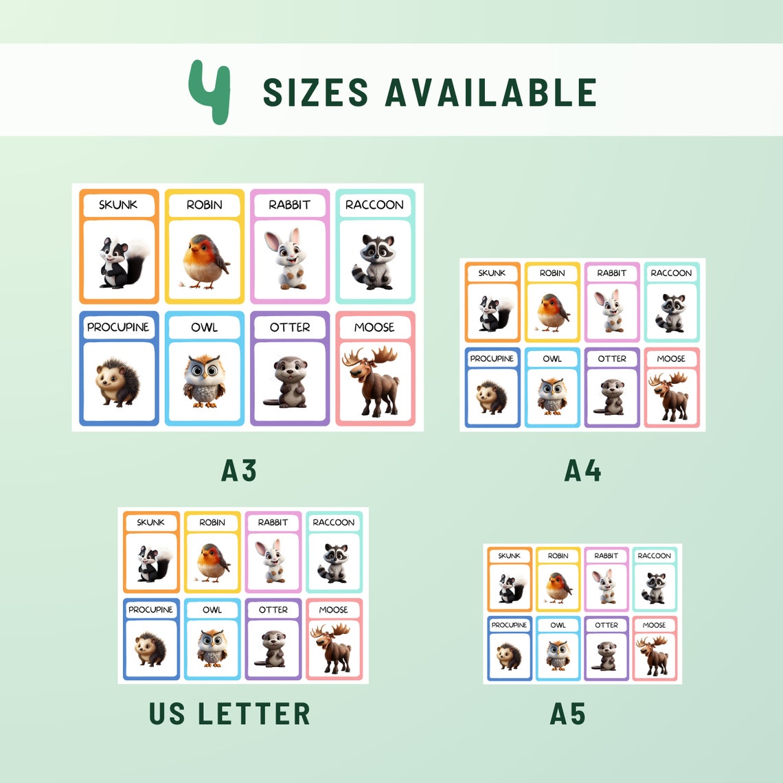 Printable Forrest Animals Flashcards, 30 Montessori Cards Animals Flash ...