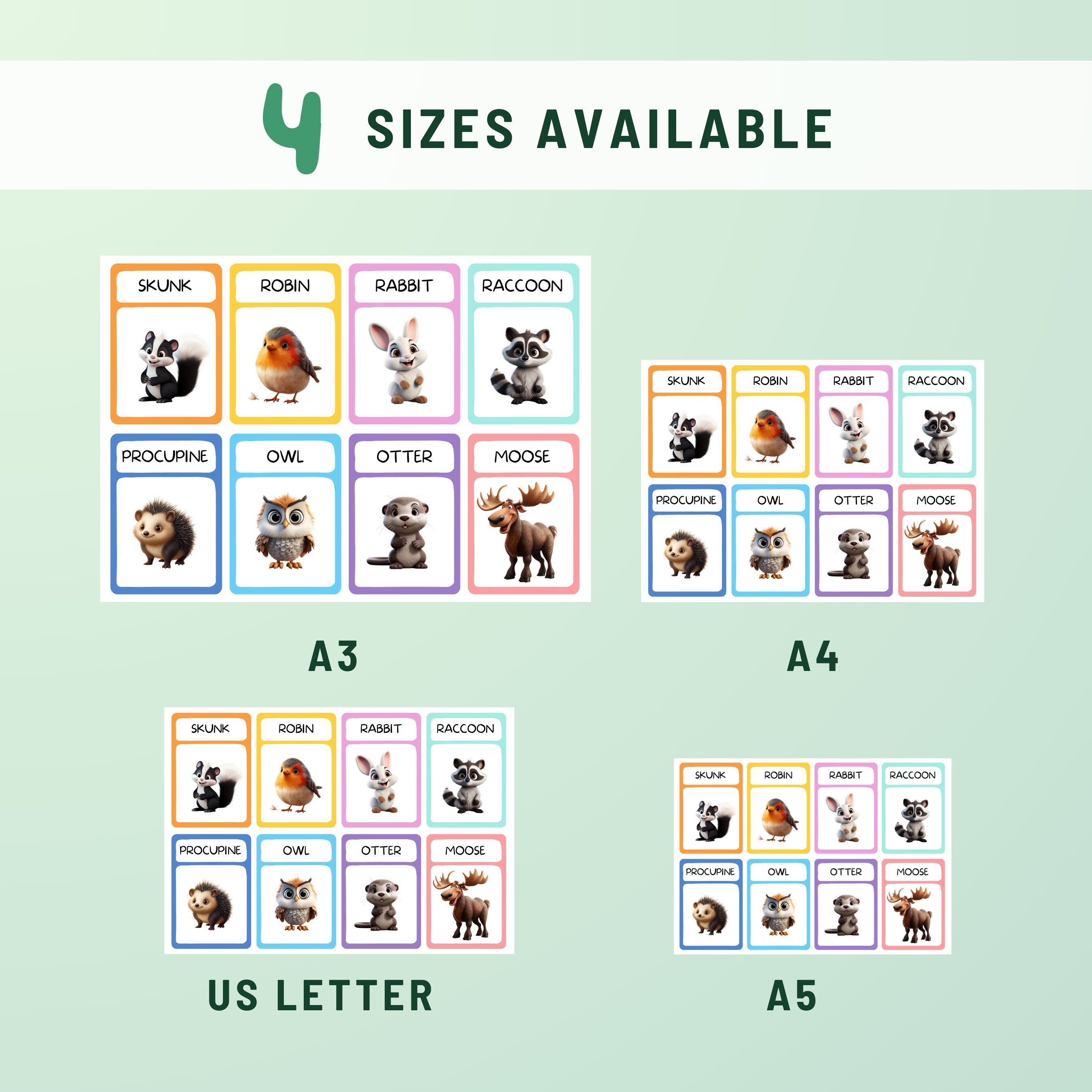 Printable Forrest Animals Flashcards, 30 Montessori Cards Animals Flash ...